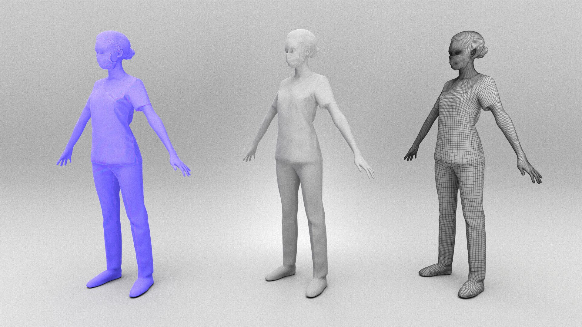 Young Nurse Ready For Animation 348 - 3D Model by deep3dstudio