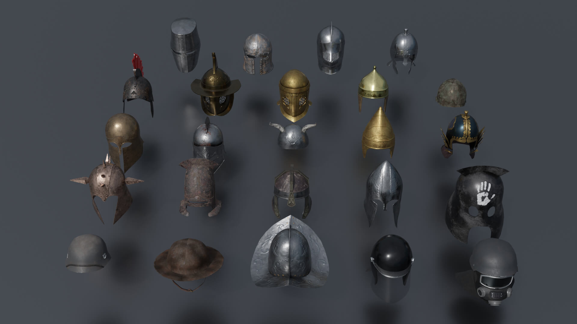 Helmets - Assets Pack 3D Model by deezl