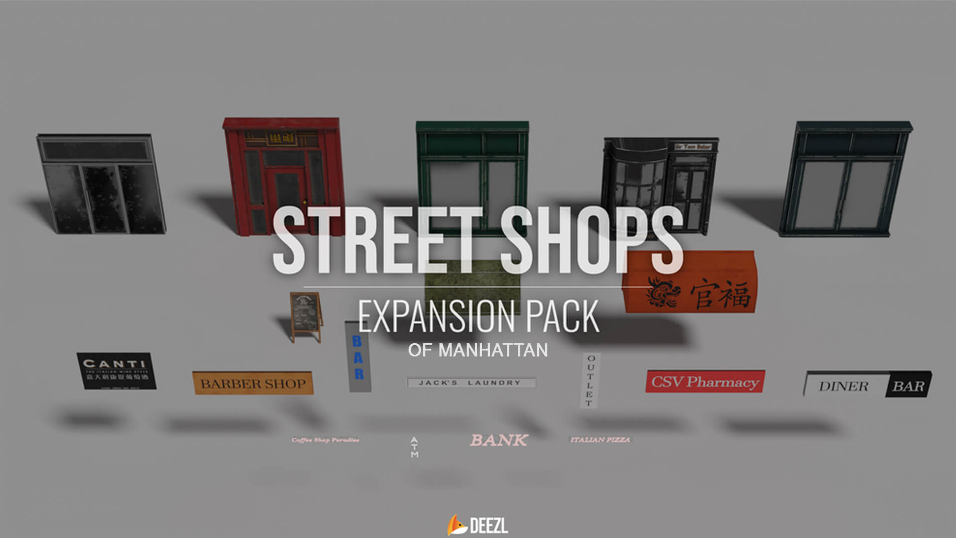 Street Shops - Expansion Pack 3D Model by deezl