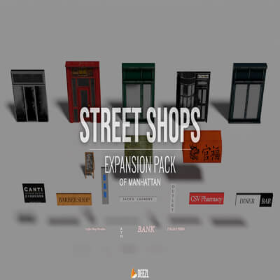 Street Shops - Expansion Pack 3D Model by deezl