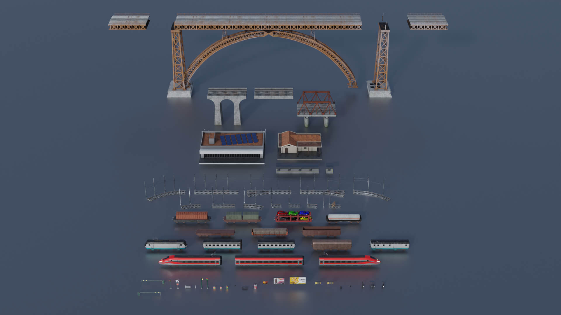 Trains - Asset Pack 3D Model by deezl