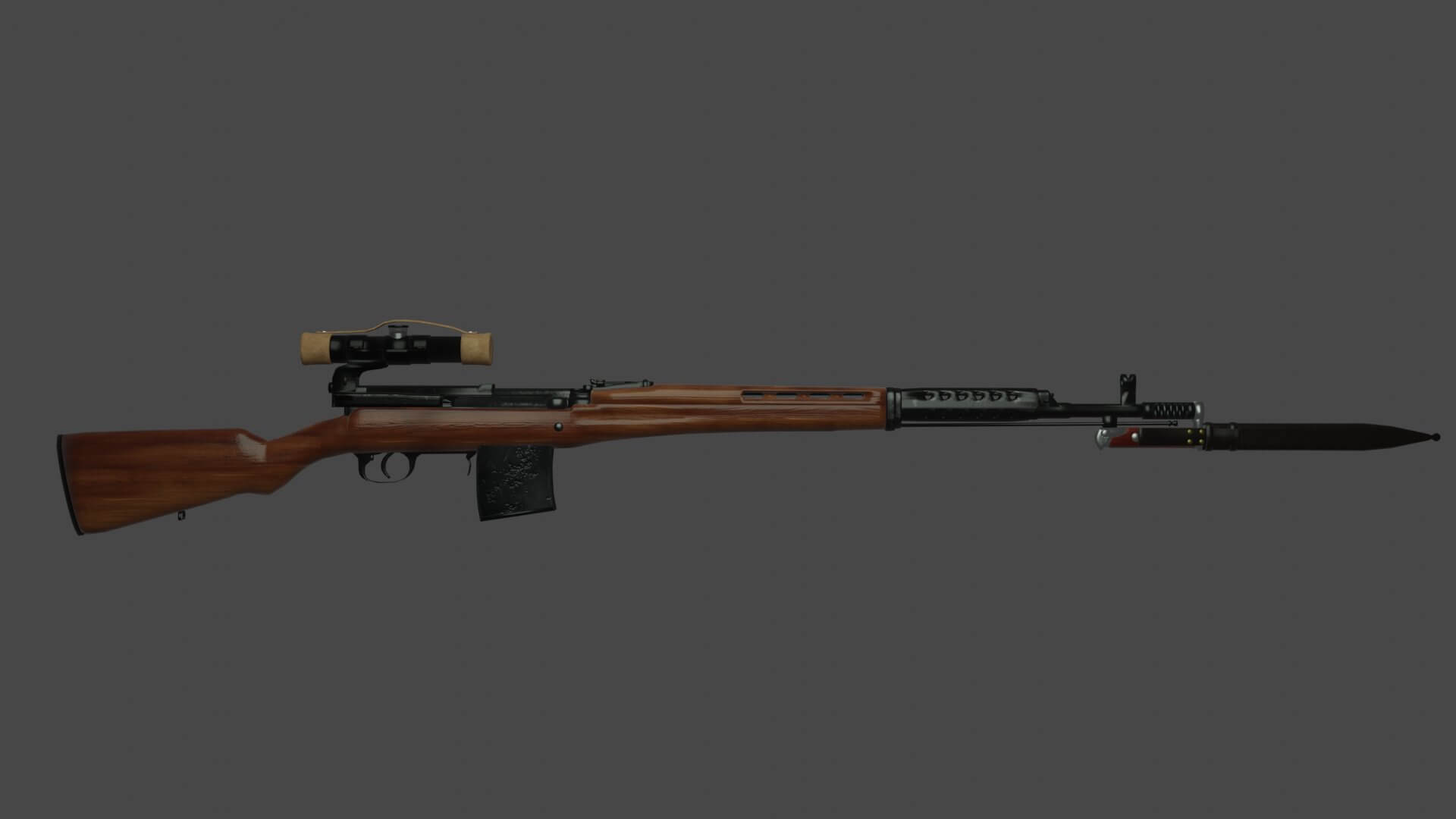 WWII SVT-40 with Detachable Scope and Bayonet 3D Model by Defer94