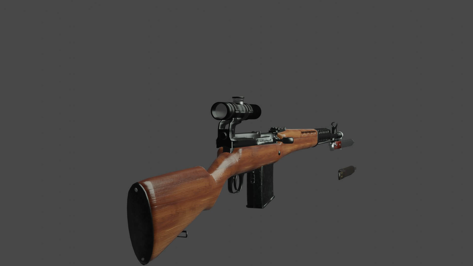 WWII SVT-40 with Detachable Scope and Bayonet 3D Model by Defer94