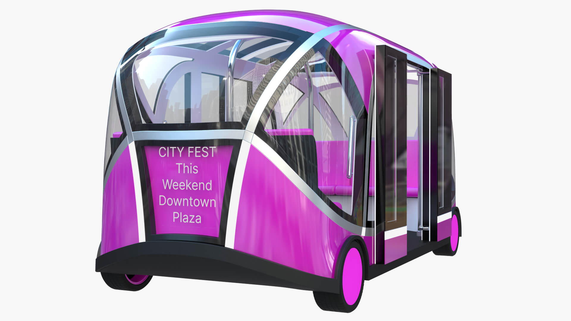 Autonomous City Shuttle Bus Pink - 3D Model by defost