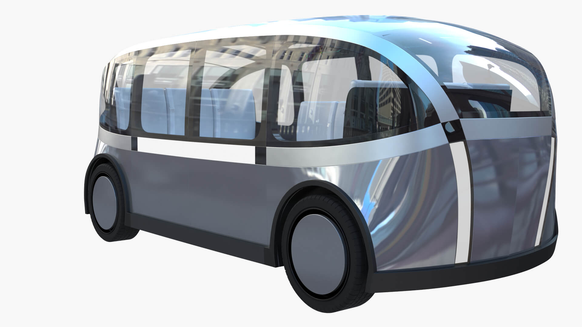 Self-Driving Taxi Shuttle 3D Model by defost