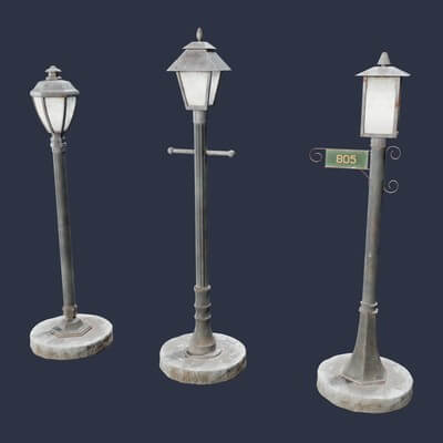 Light Post Set 01a - 3D Model by Dekogon Studios