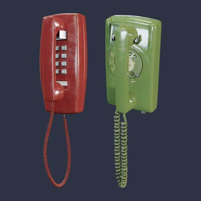 Phone Wall 01a - 3D Model by Dekogon Studios