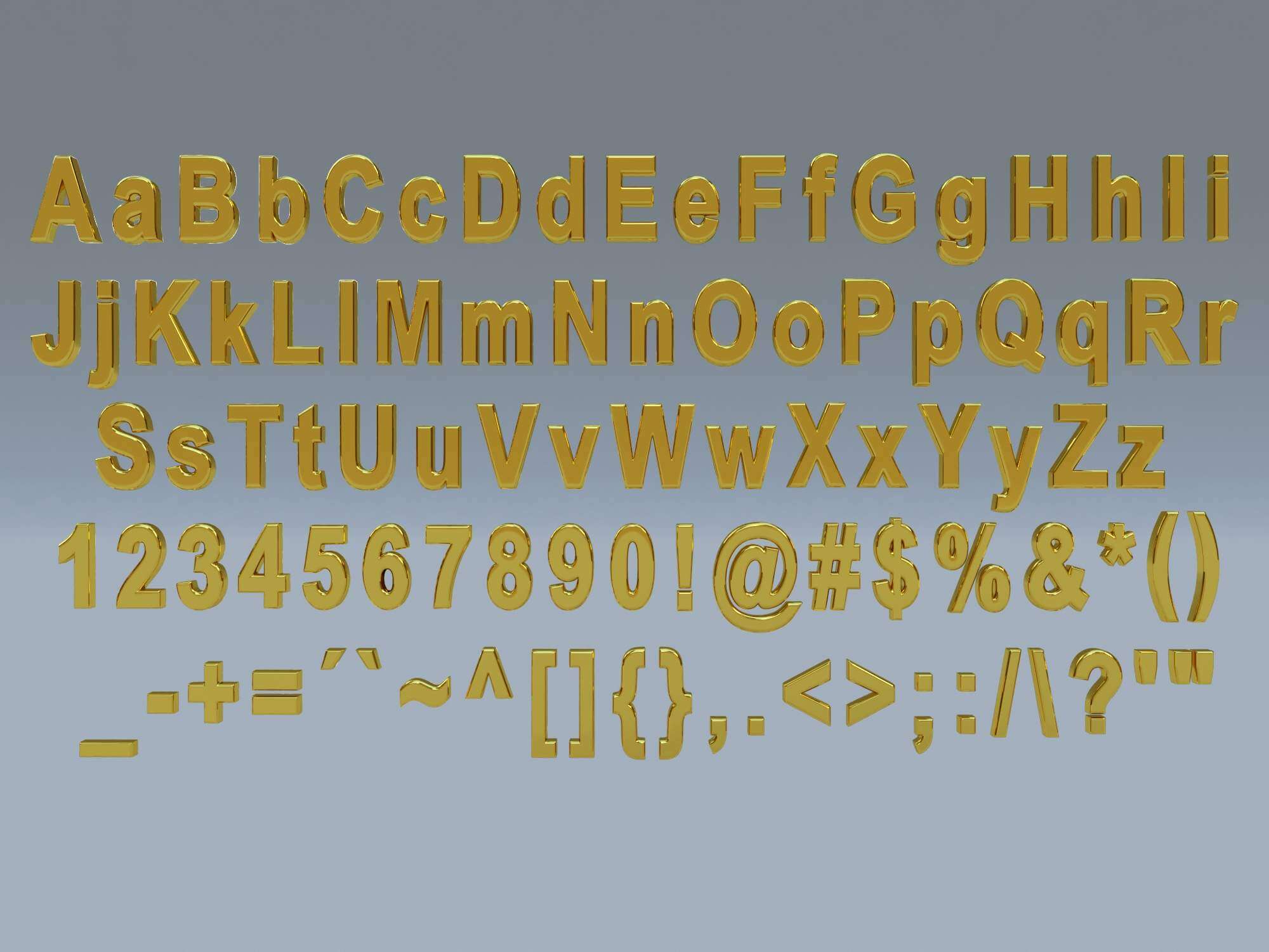 Arial Font Characters - 3D Model by deleon3d