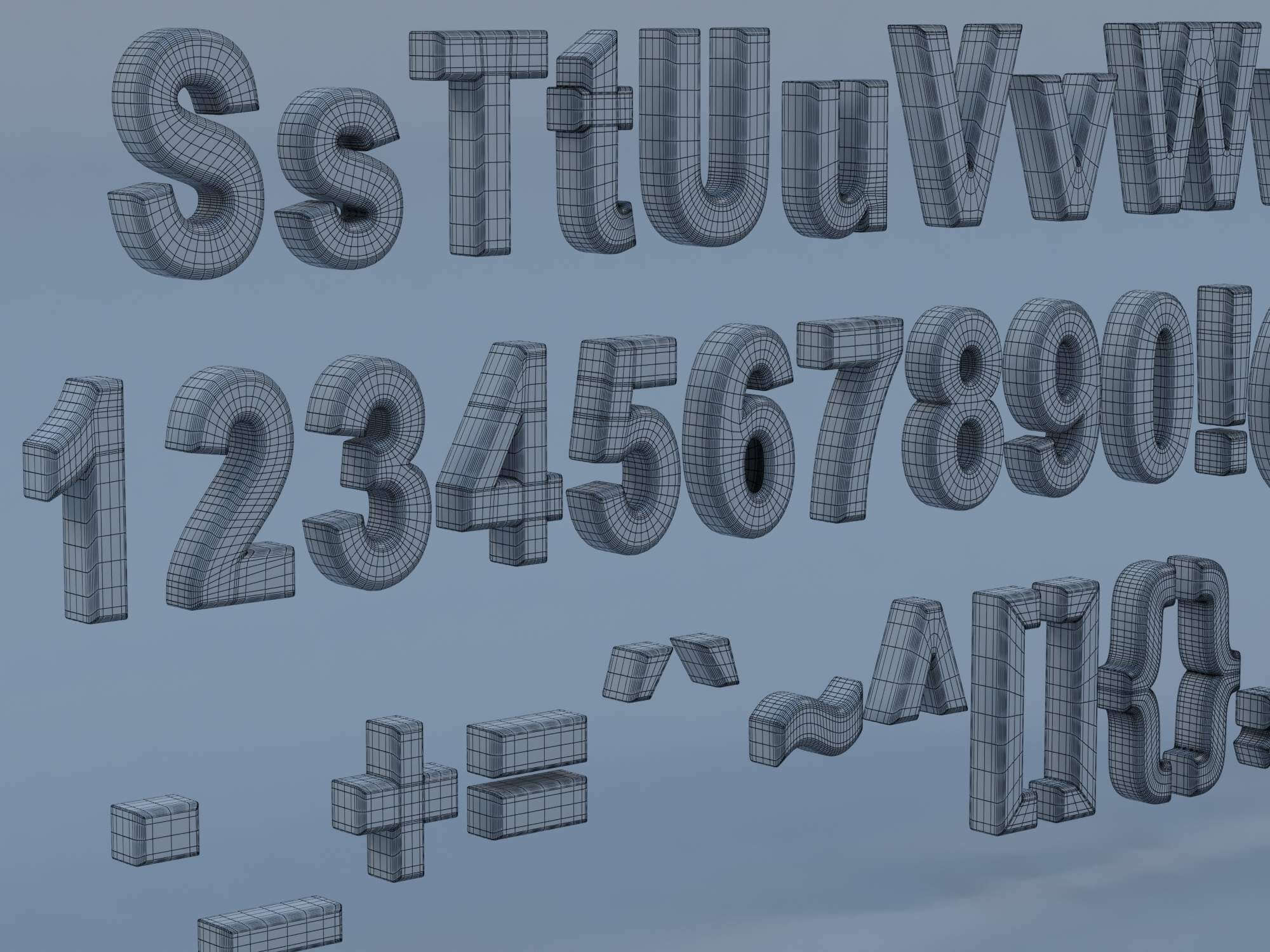 Arial Font Characters - 3D Model by deleon3d