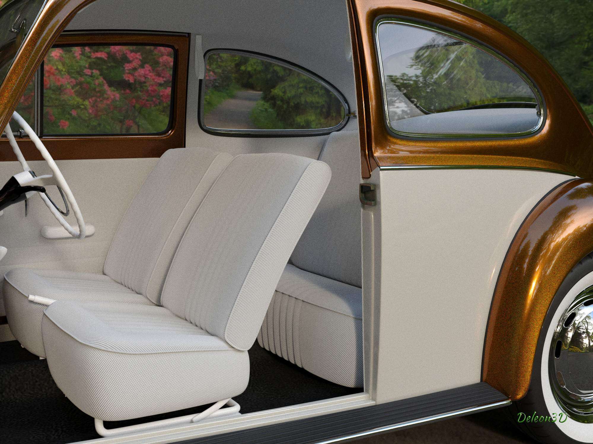 Golden VW Beetle Fusca 1969 - 3D Model by deleon3d