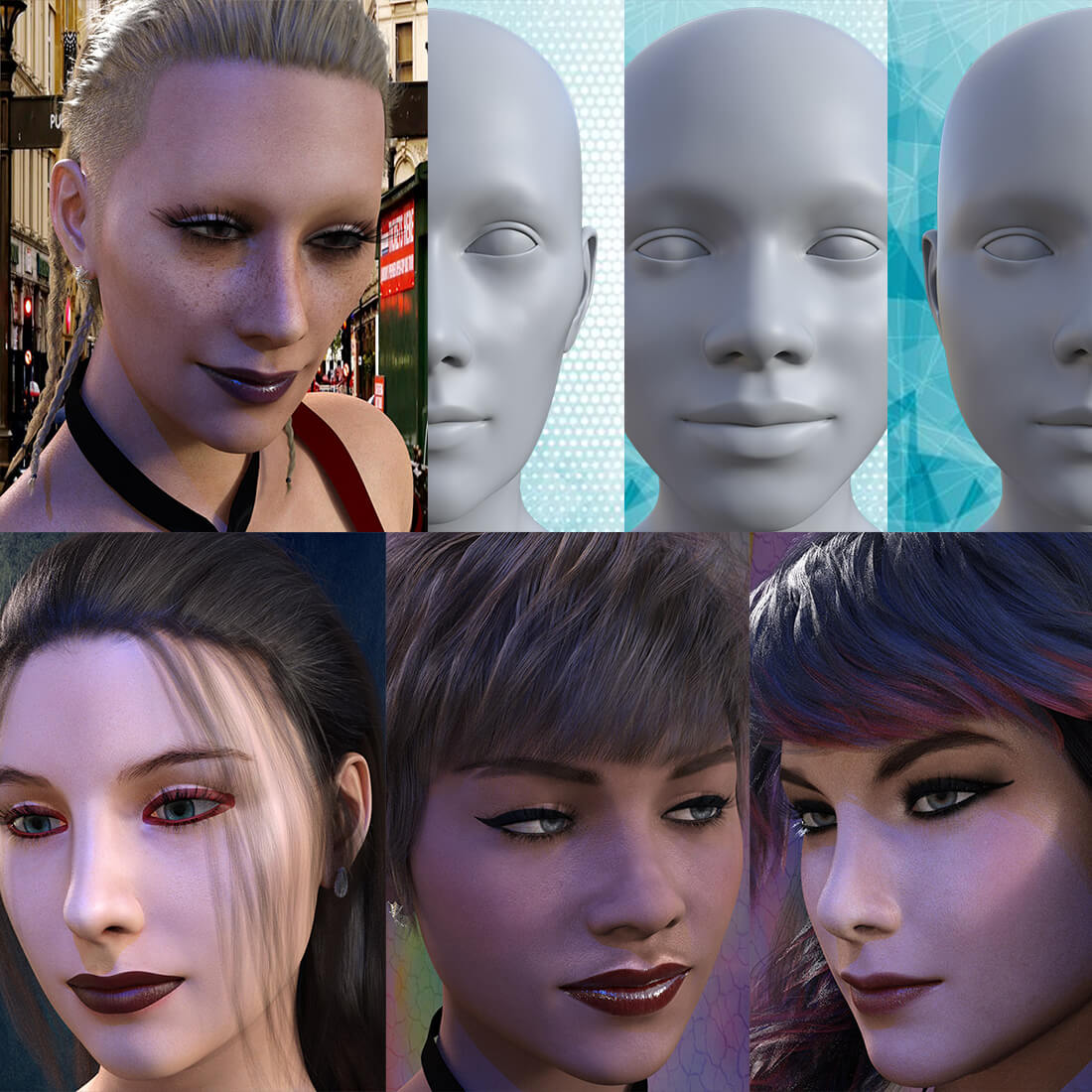 LT Genesis 9 Heads Vol 1 and 3 Base Female Wavefront OBJ Fit - 3D Model ...