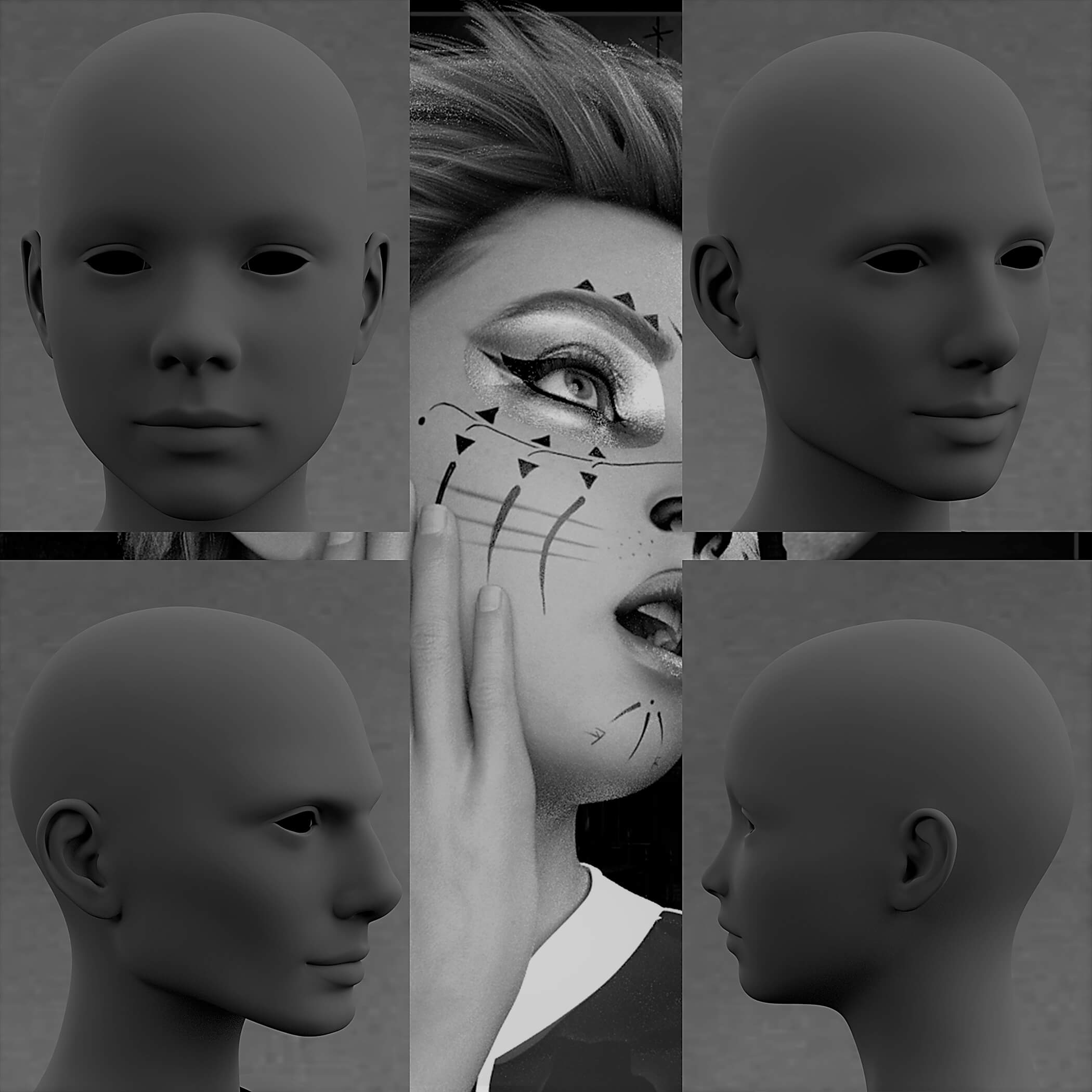 LT Genesis 9 Heads Vol 1 and 3 Base Female Wavefront OBJ Fit - 3D Model ...