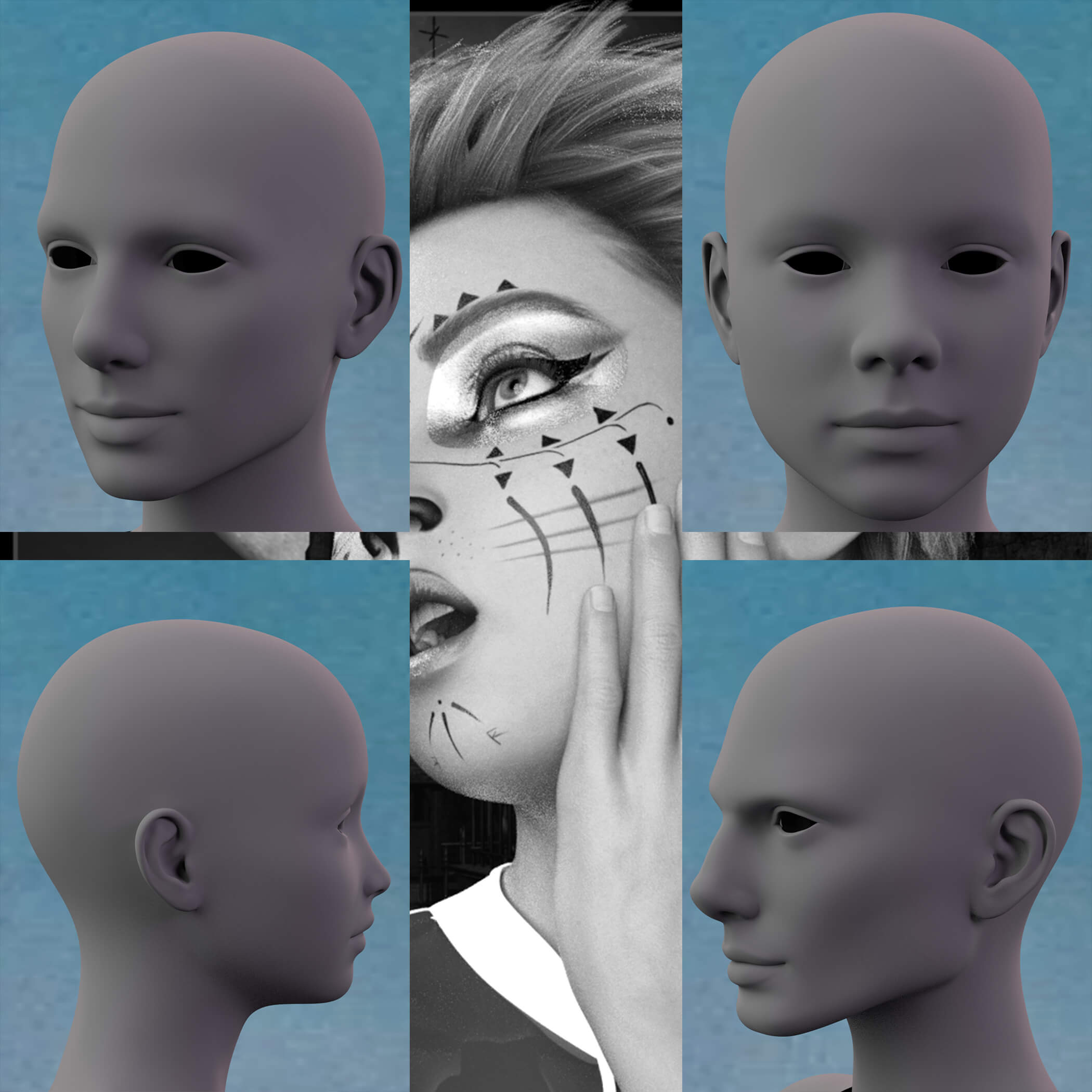 LT Genesis 9 Head Vol 3 Base Female Wavefront OBJ Fit - 3D Model by den