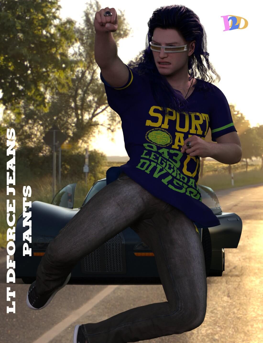 Male Jeans Pants For Poser CR2 - 3D Model by den