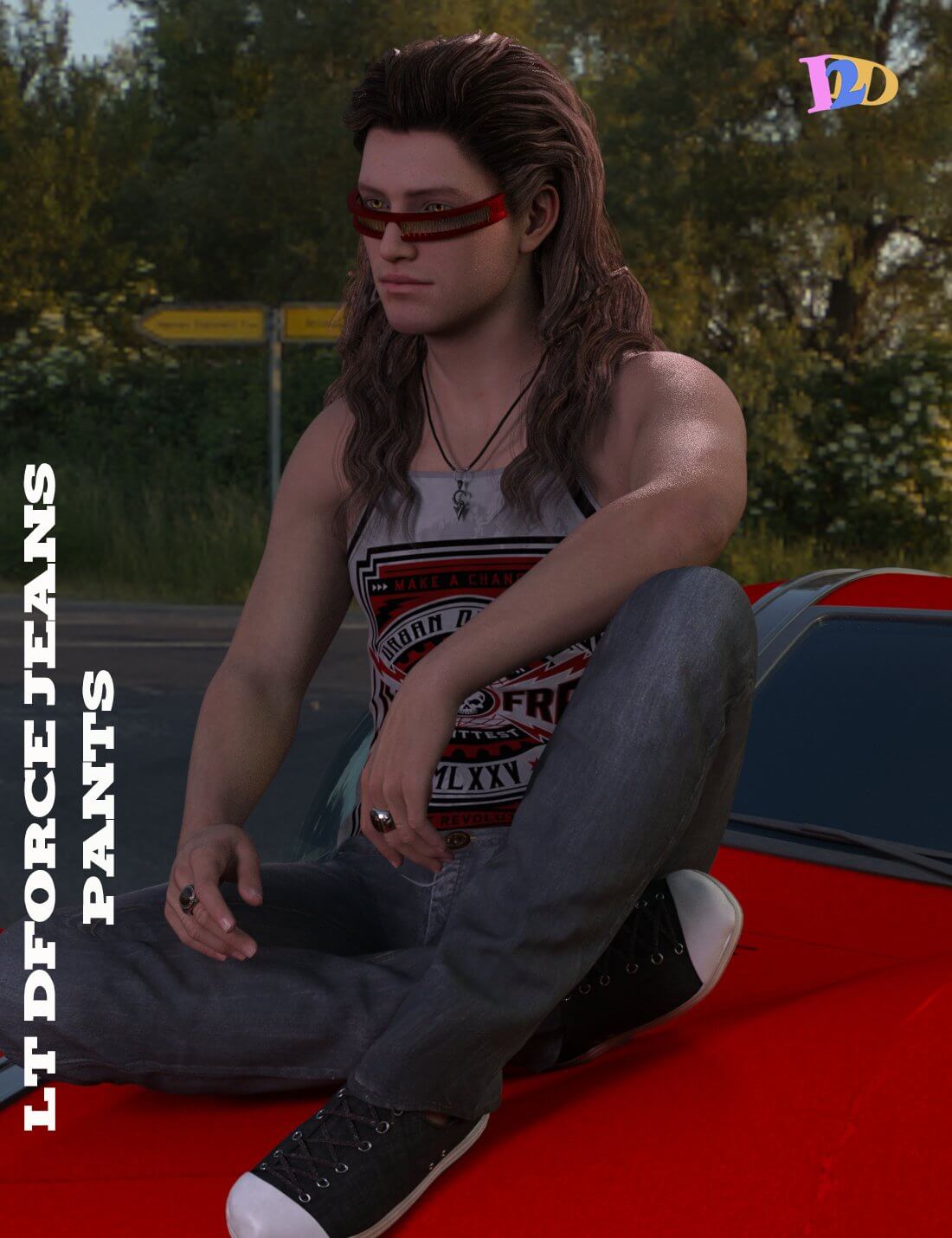 Male Jeans Pants For Poser CR2 - 3D Model by den