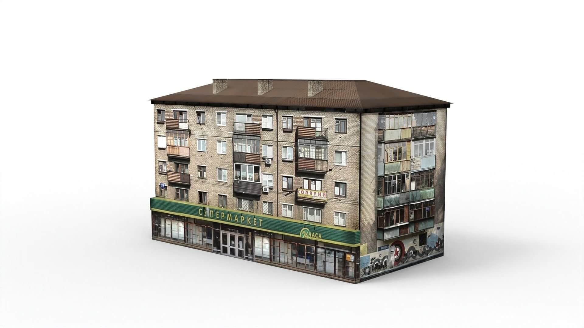 Five-floor Residential House Free 3D Model by denlog