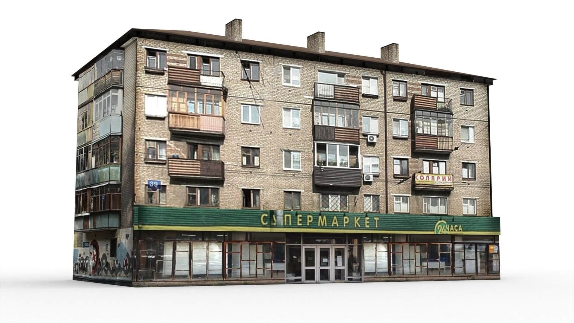 Five-floor Residential House Free 3D Model by denlog