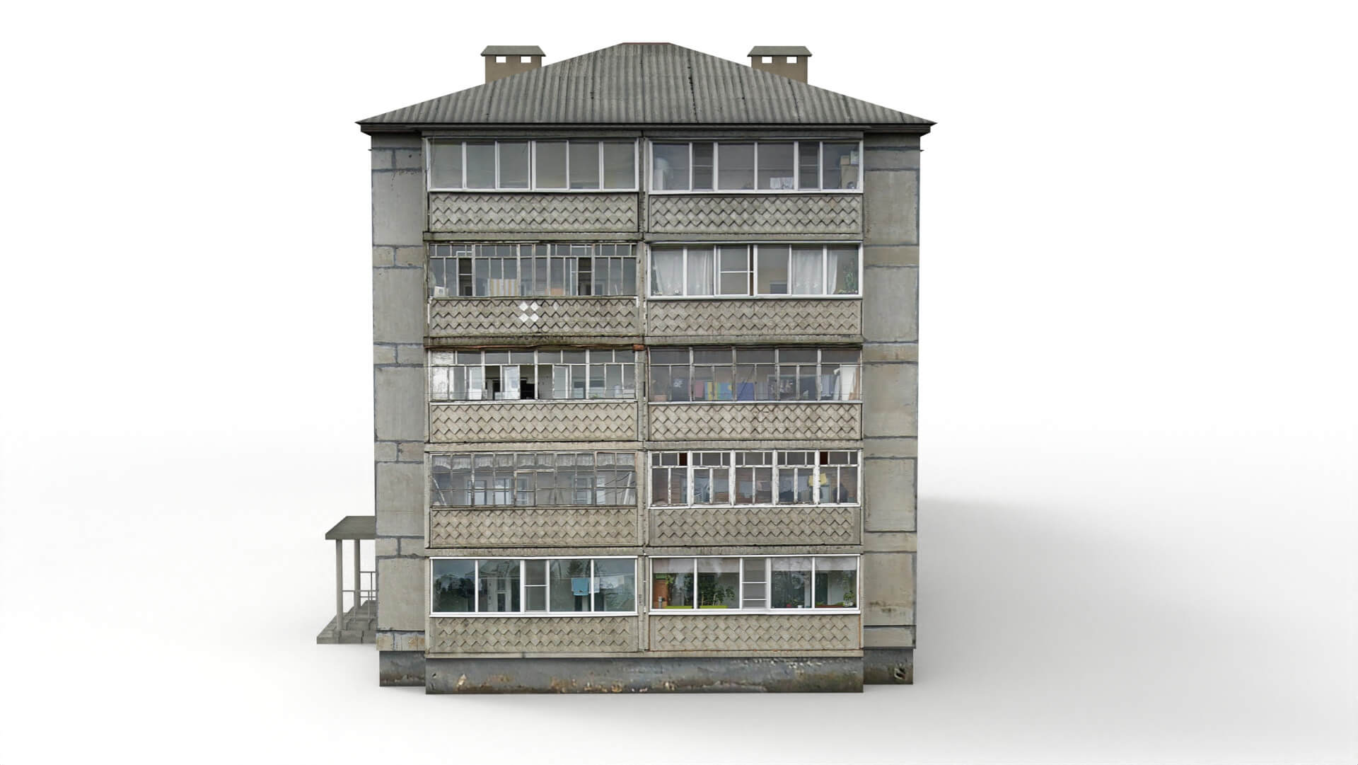 Five-story Residential Building 3D Model by denlog