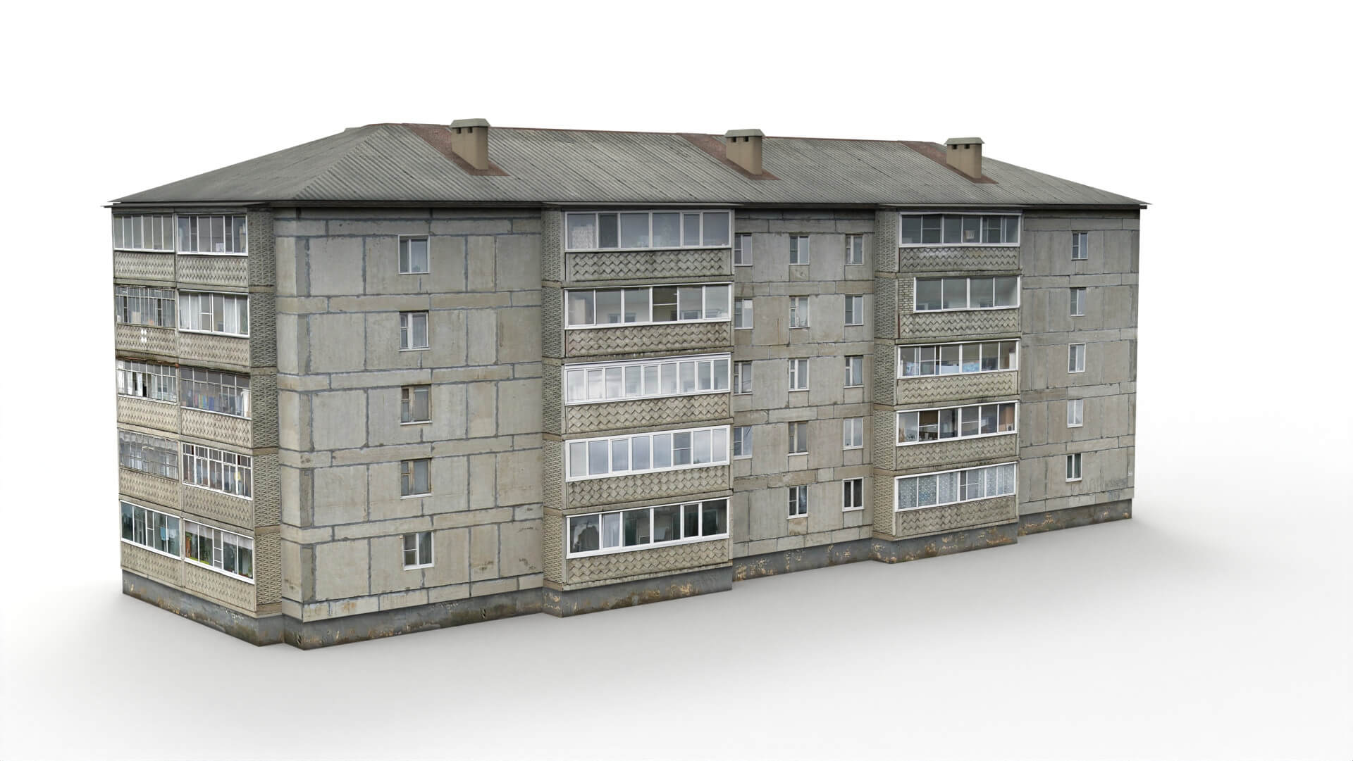 Five-story Residential Building 3D Model by denlog