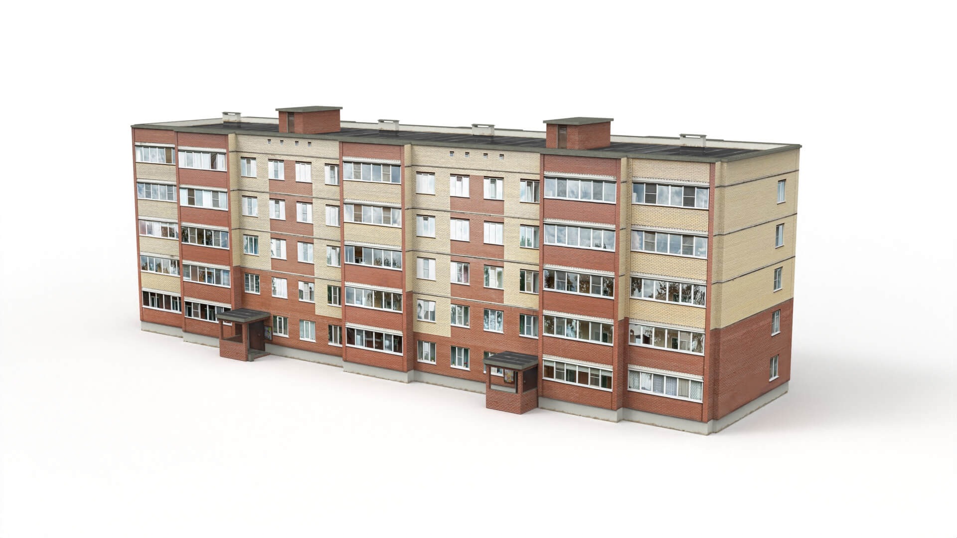 Five Story Residential Building - 3D Model by denlog