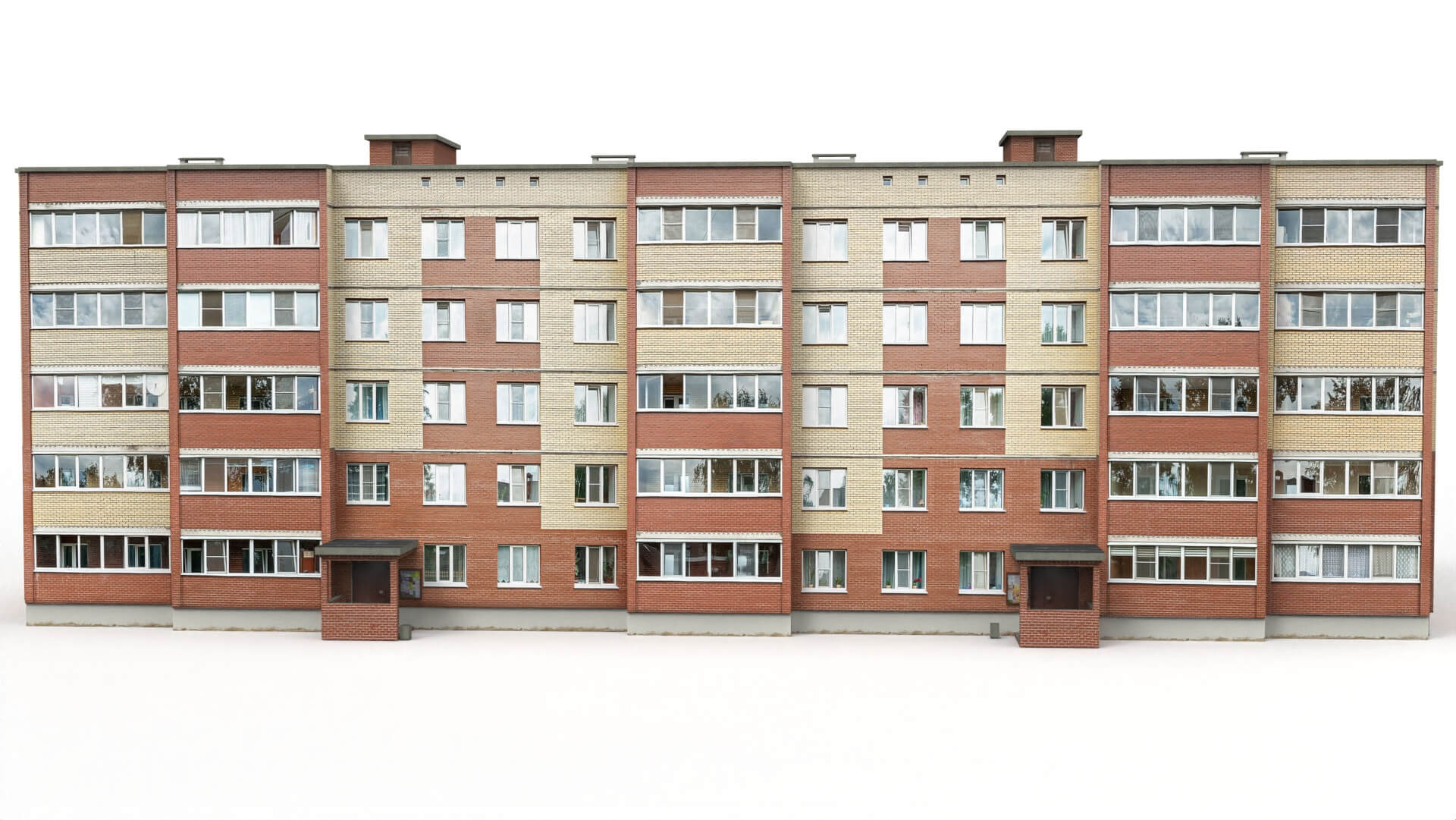 Five Story Residential Building - 3D Model by denlog