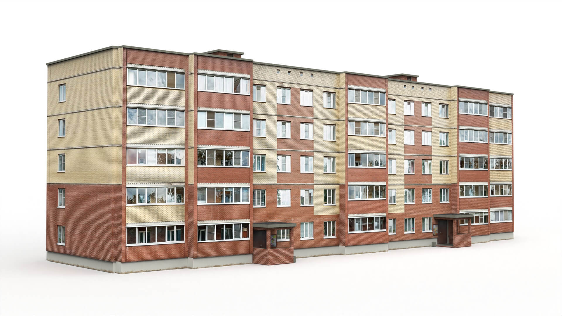 Five Story Residential Building - 3D Model by denlog