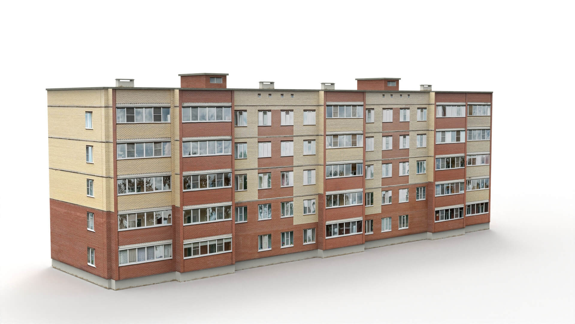 Five Story Residential Building - 3D Model by denlog