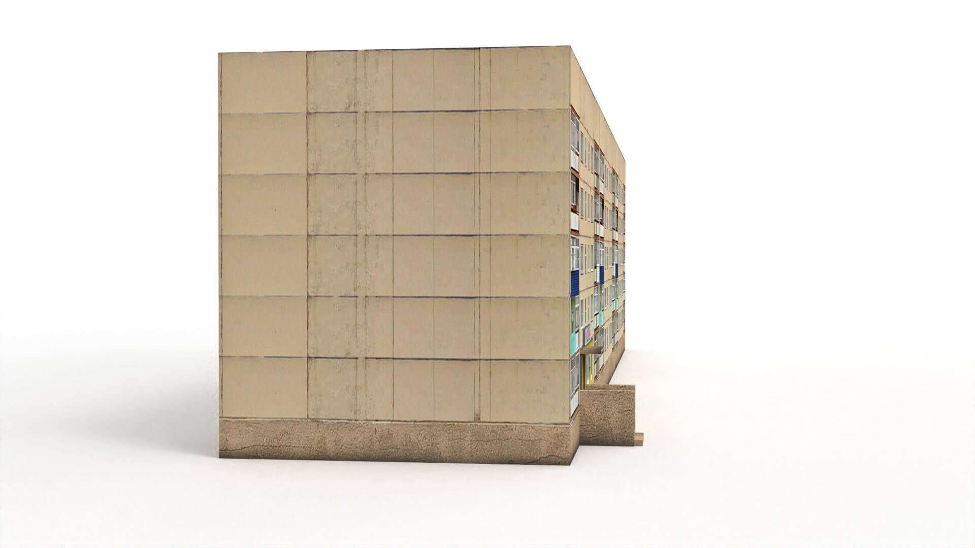 Five-storey Residential Building 3D Model by denlog