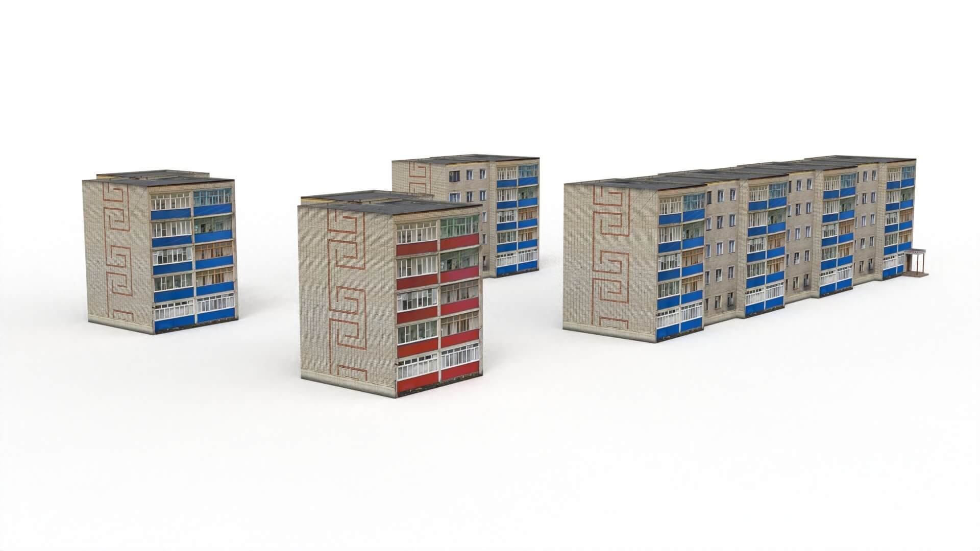 Five-story Houses 3D Model by denlog