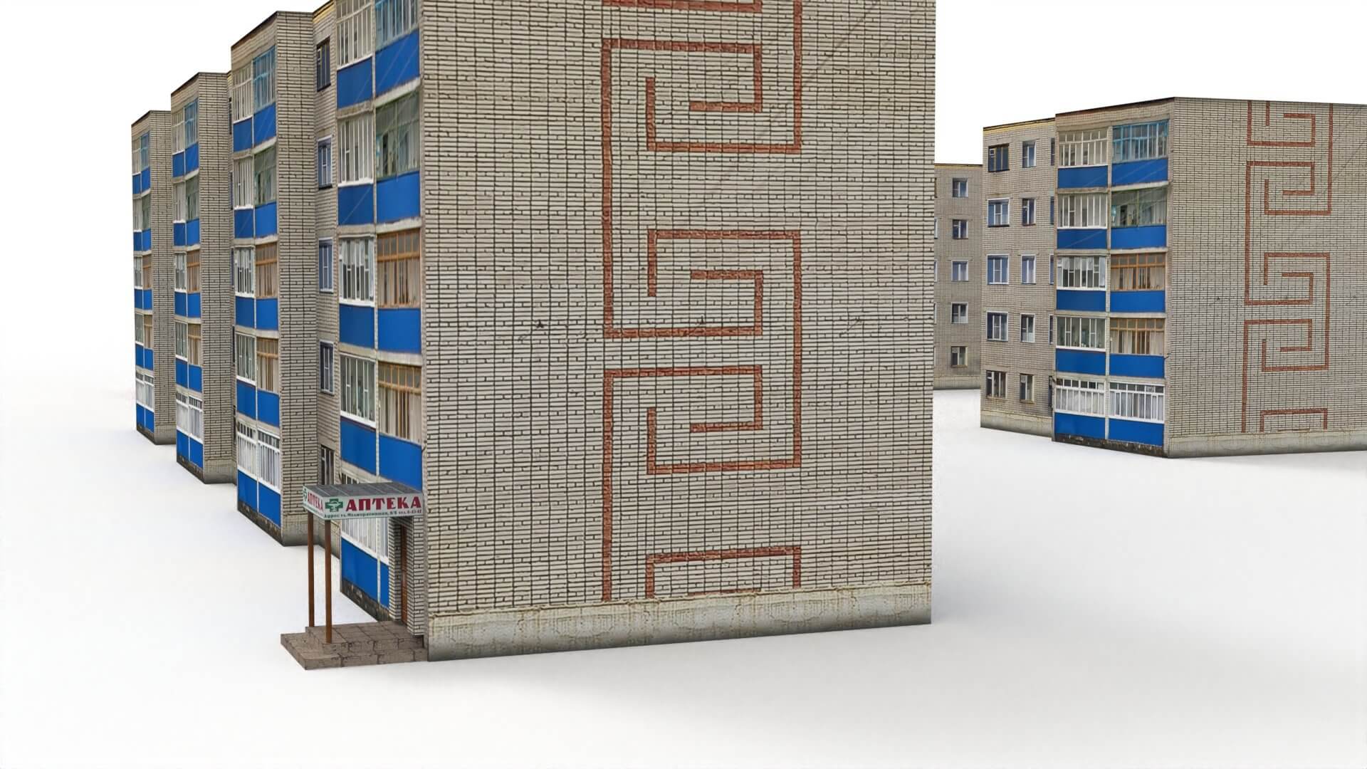 Five-story Houses 3D Model by denlog