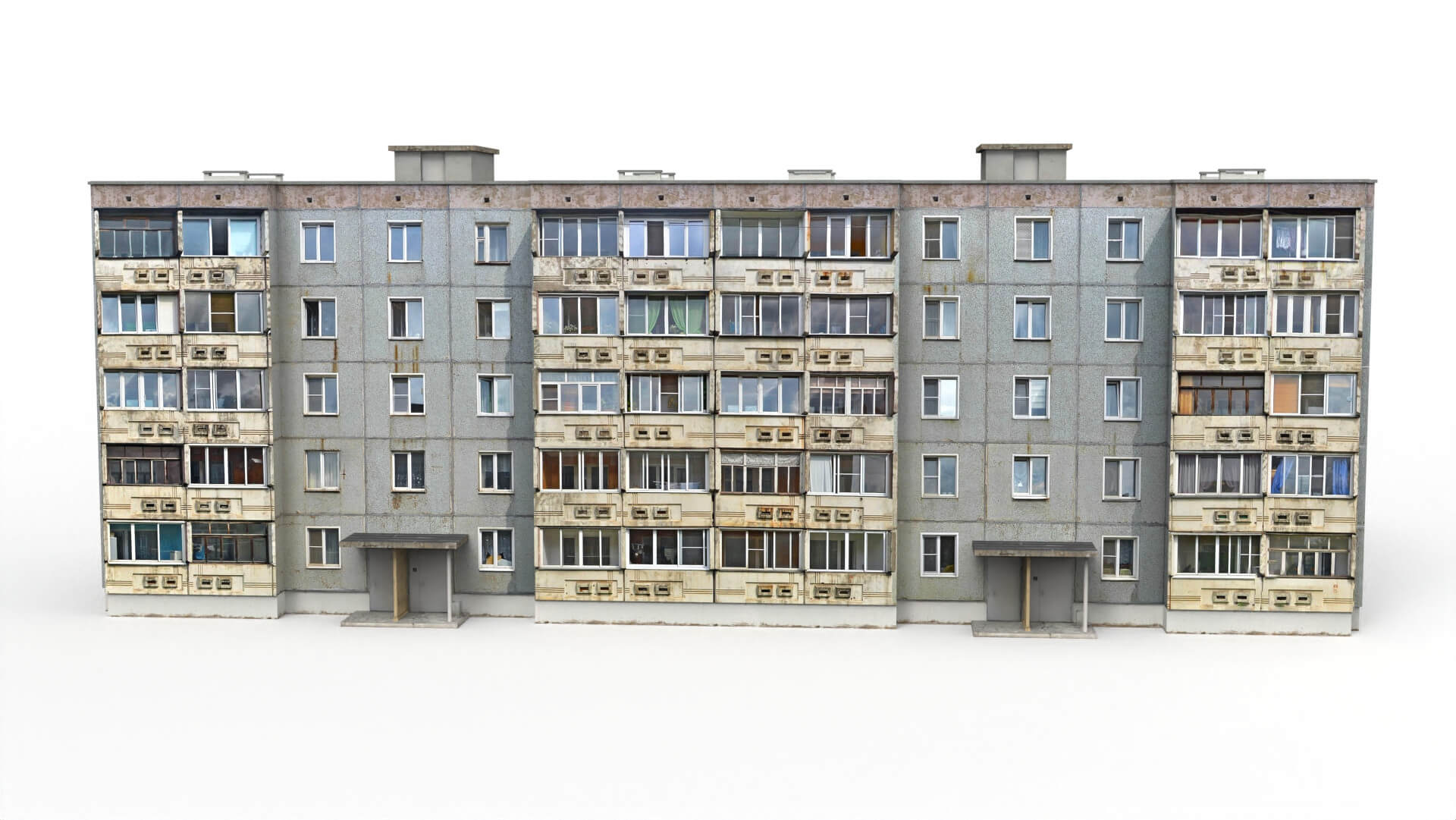 Five-Story Residential Building 3D Model by denlog