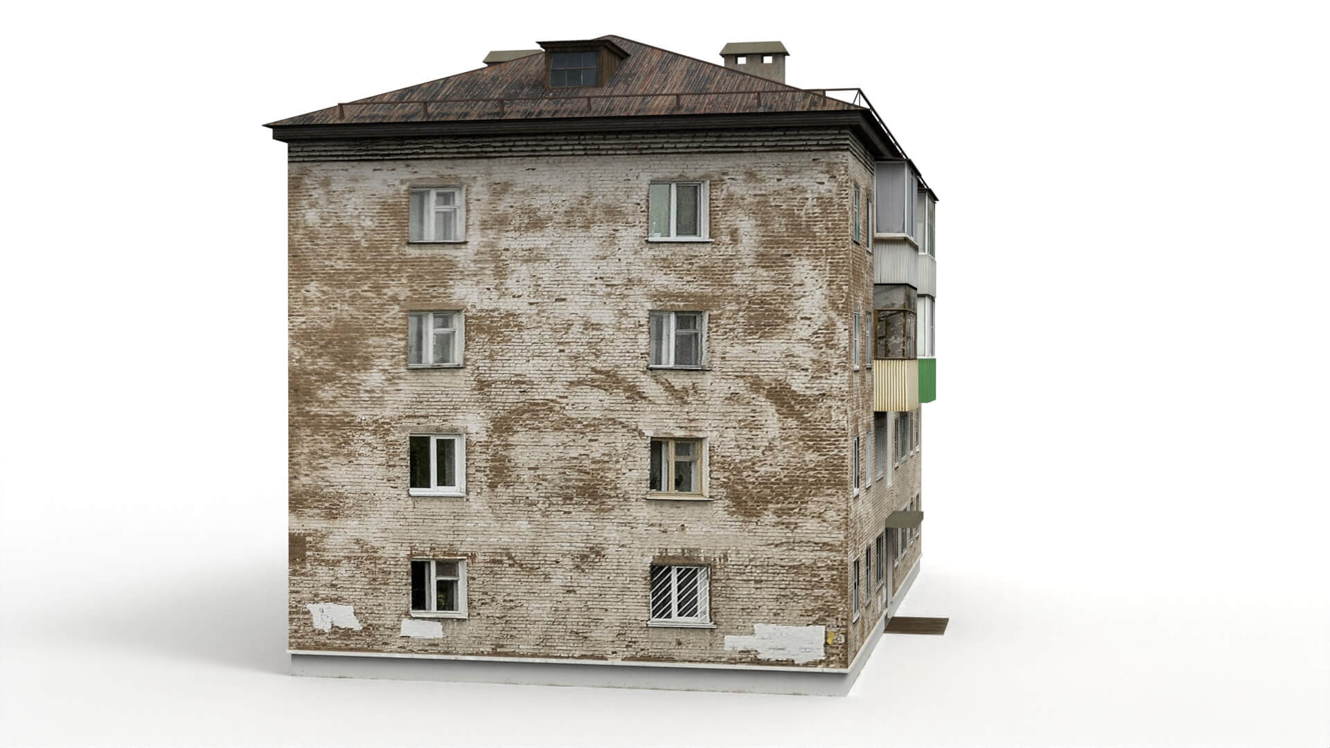 Four Story Residential Building - 3D Model by denlog