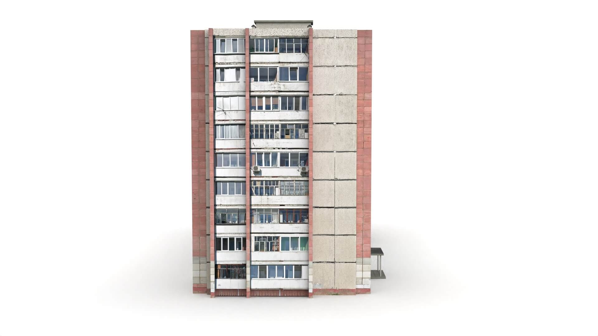 Nine-storey Residential Building 3D Model by denlog