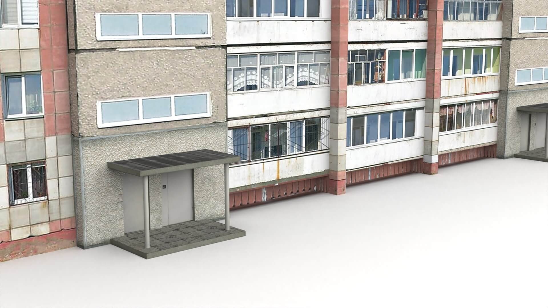 Nine-storey Residential Building 3D Model by denlog