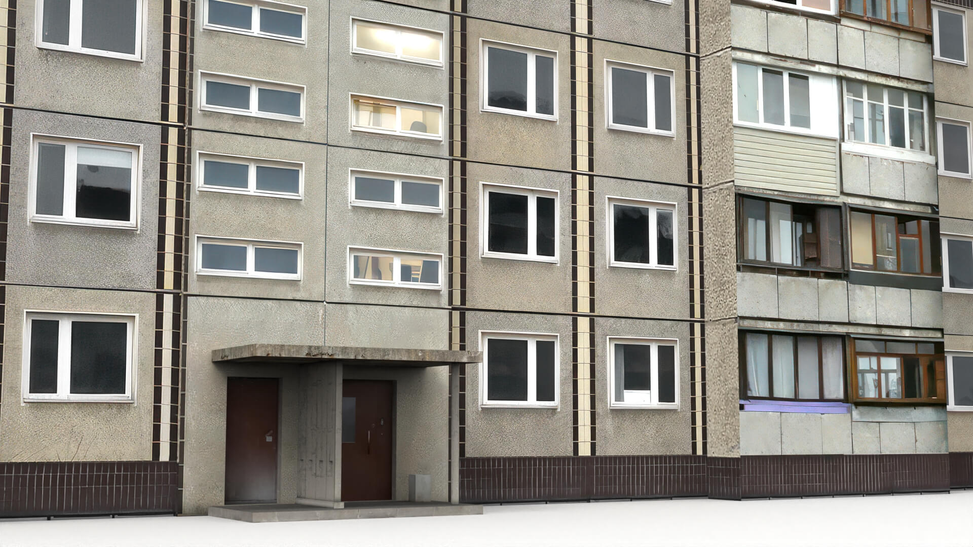 Nine-Story Residential Building 3D Model by denlog