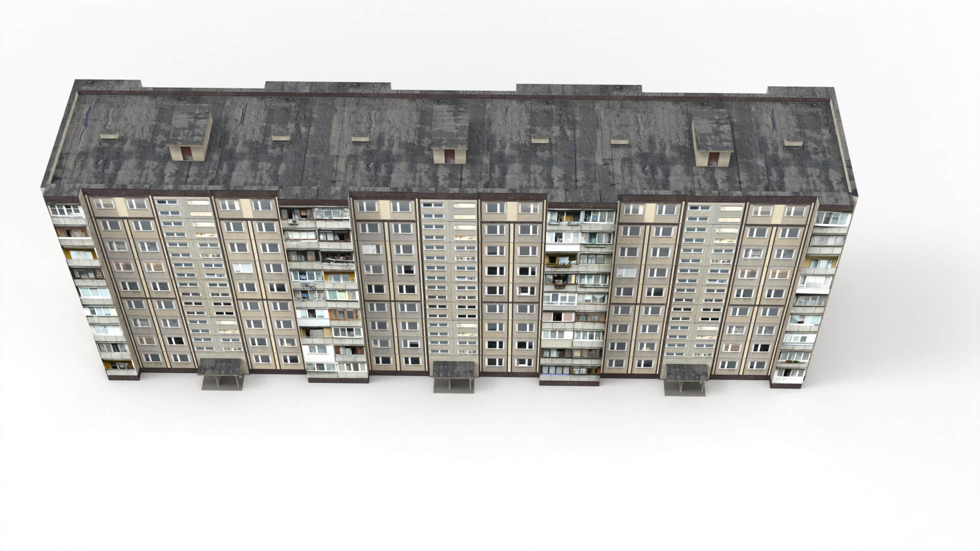 Nine-Story Residential Building 3D Model by denlog
