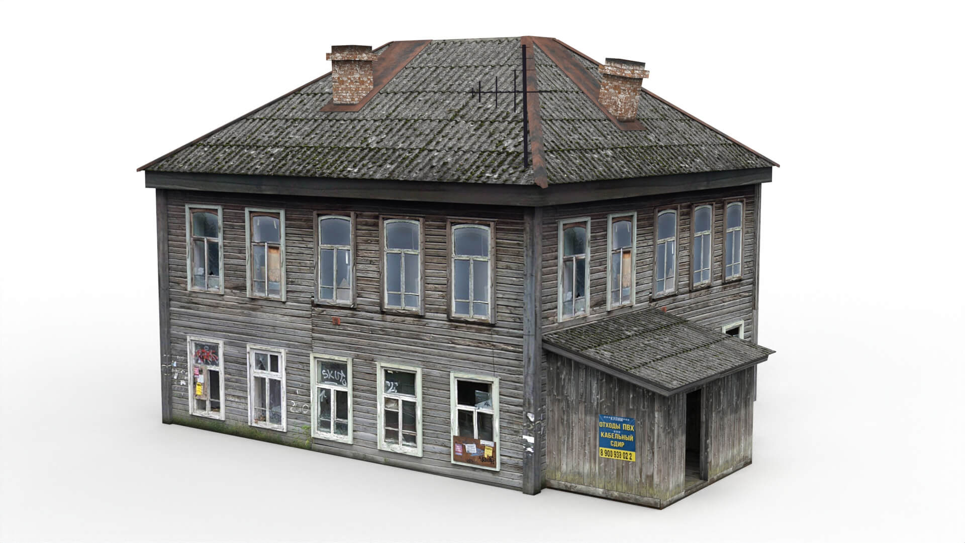 Old Two-story House 3D Model by denlog