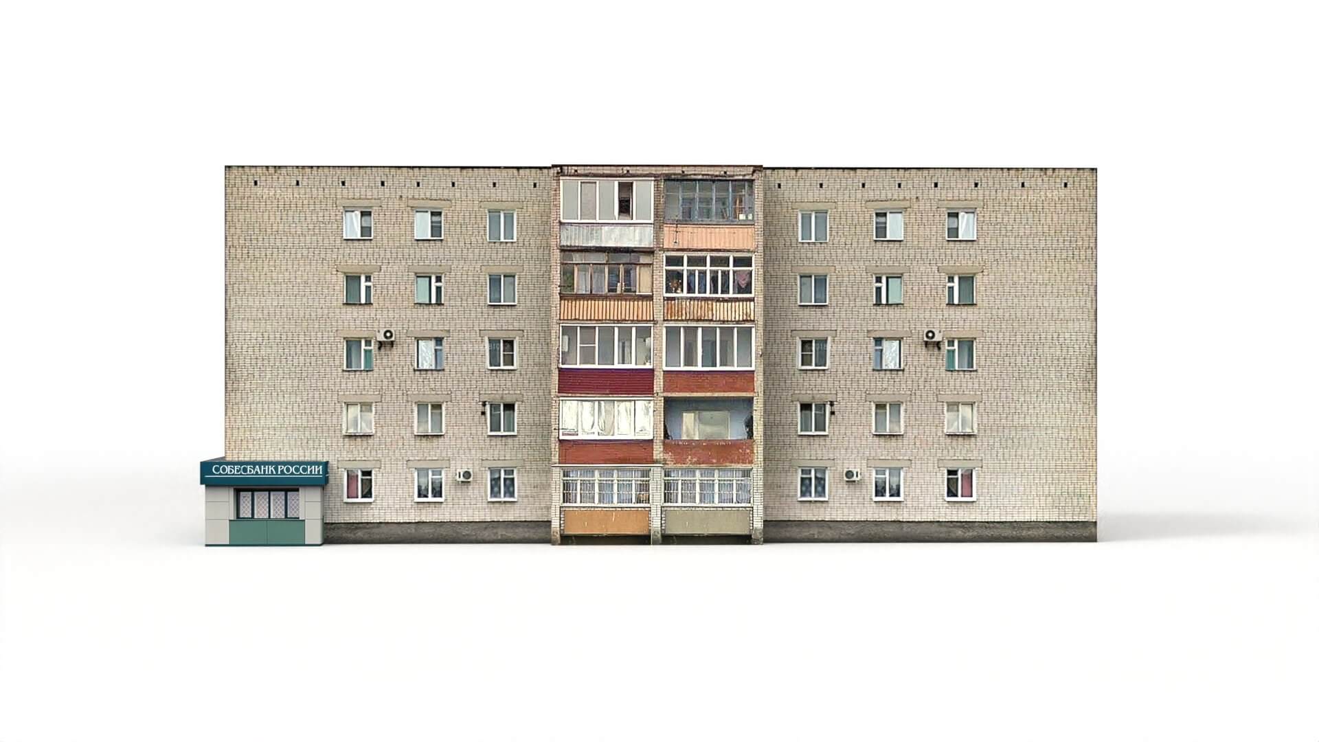 Residential Five-Storey Apartment 3D Model by denlog