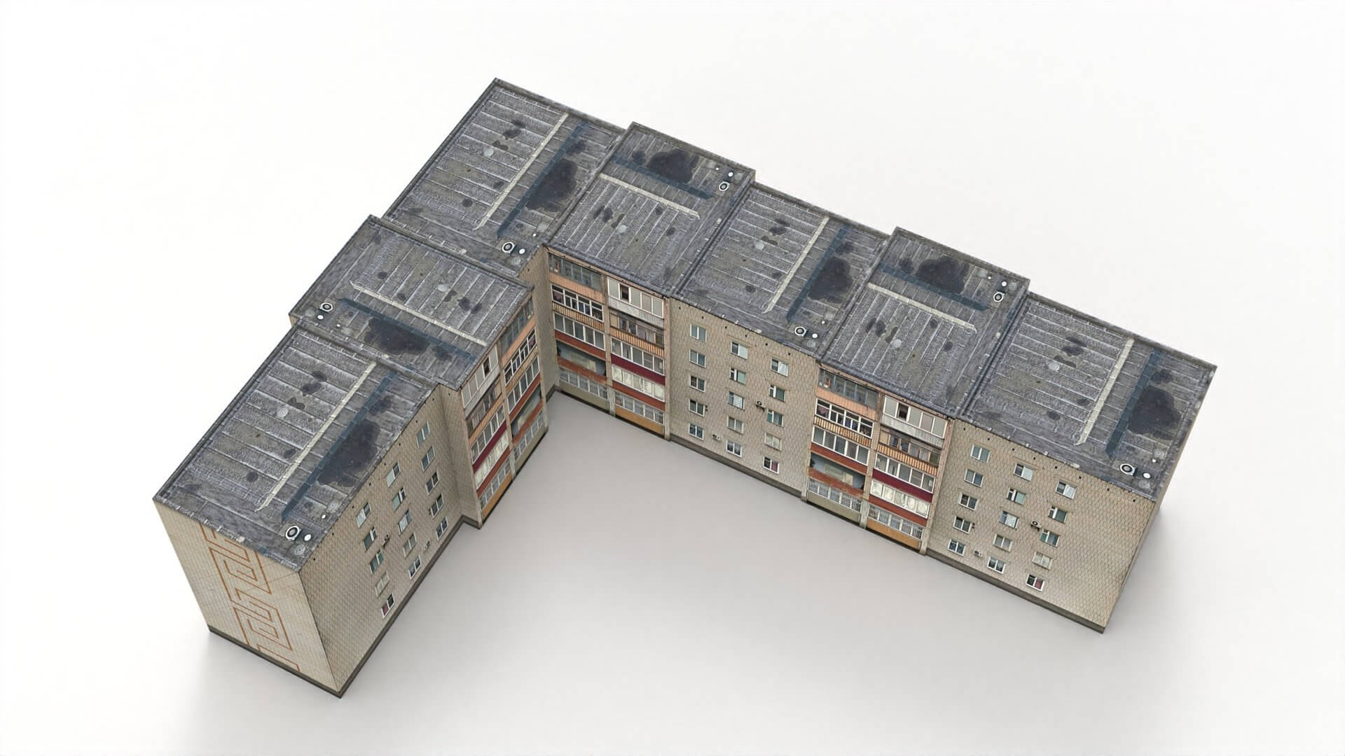 Residential Five-Storey Apartment 3D Model by denlog