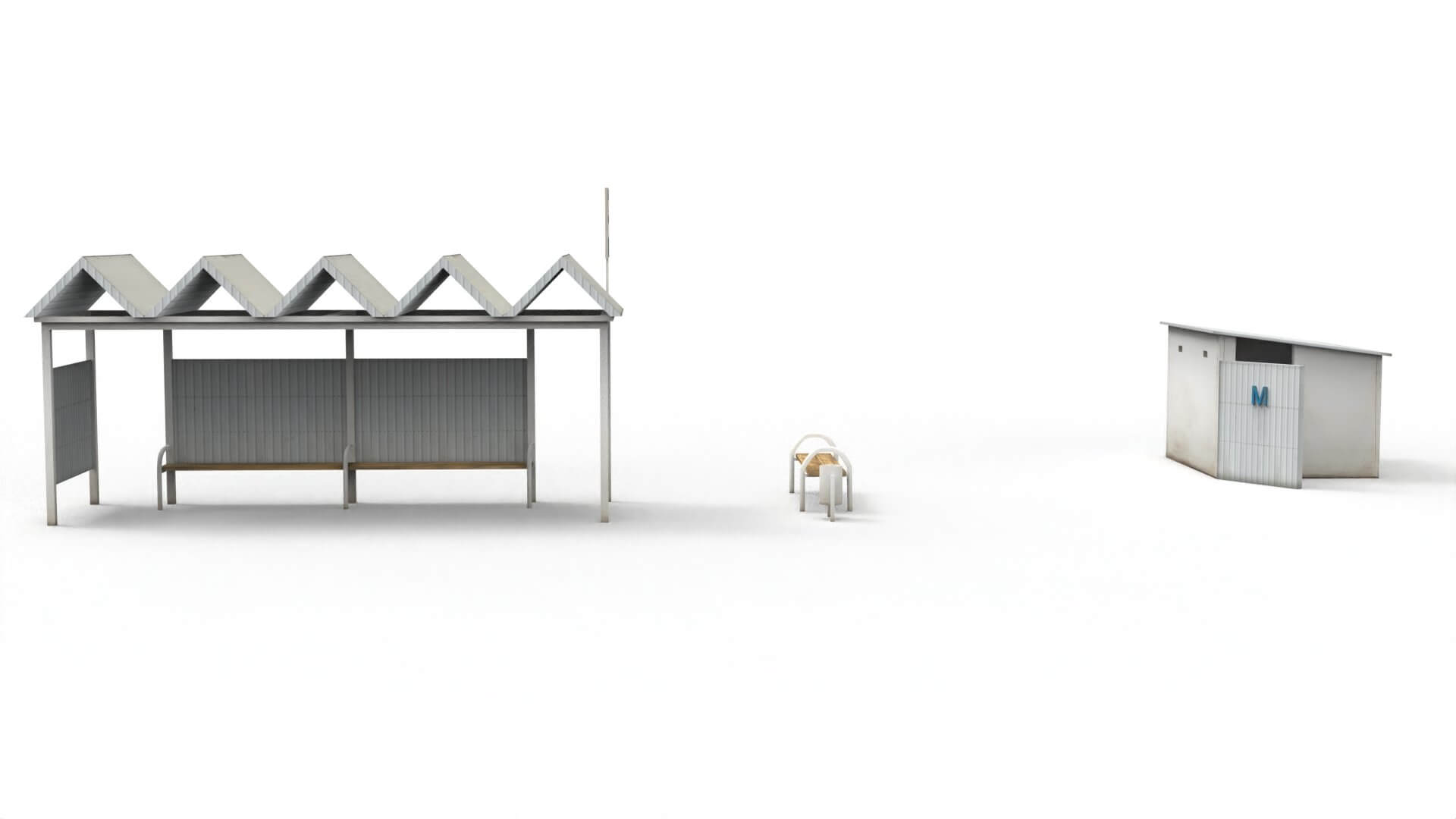 Roadside Bus Stop with Toilet - 3D Model by denlog
