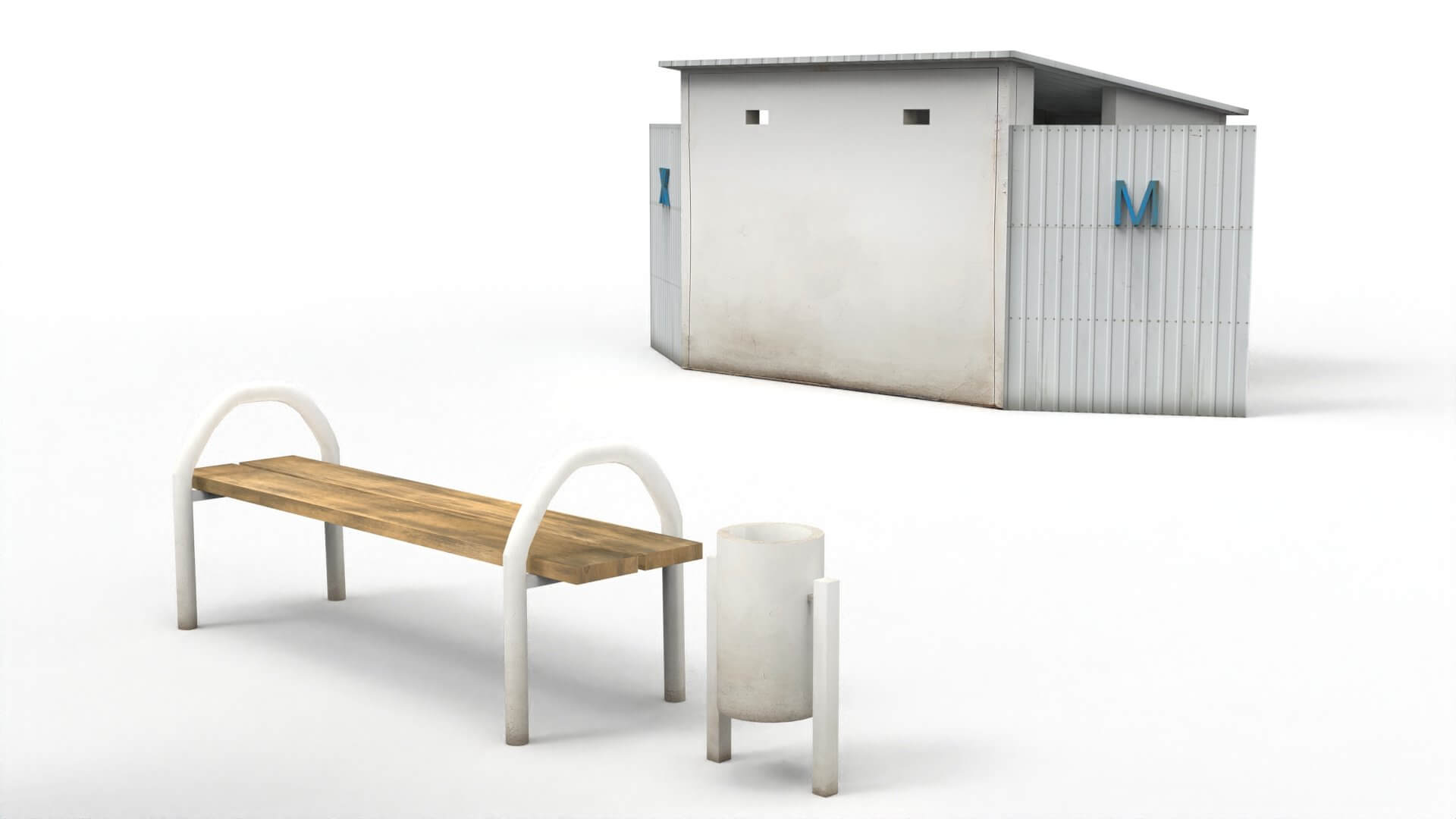 Roadside Bus Stop with Toilet - 3D Model by denlog