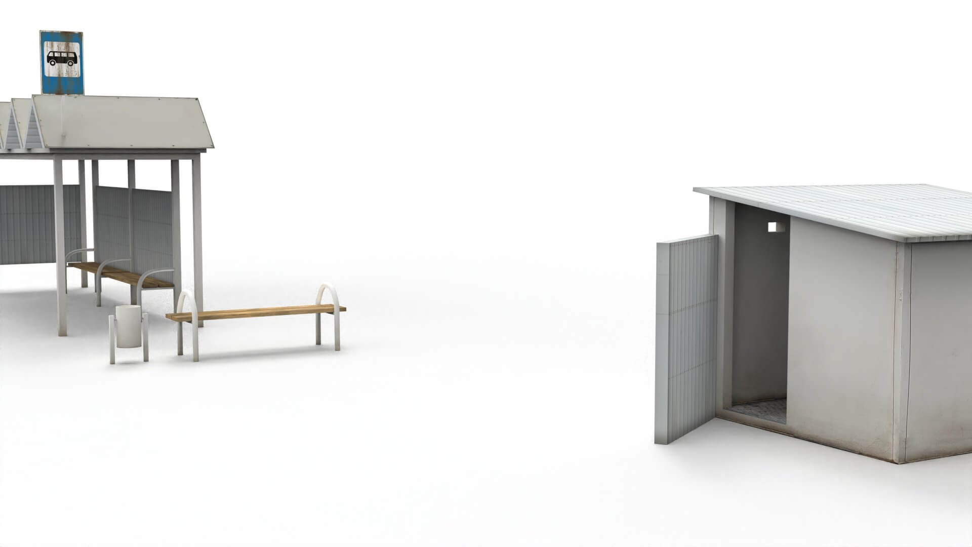 Roadside Bus Stop with Toilet - 3D Model by denlog