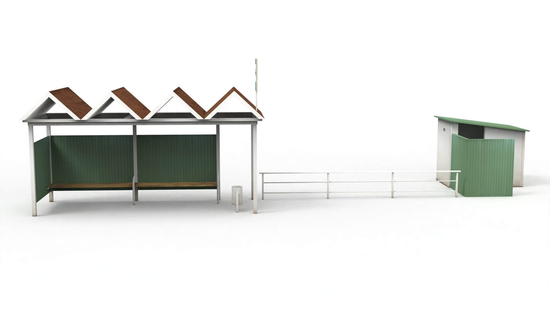 Roadside Bus Stop with Toilet - 3D Model by denlog