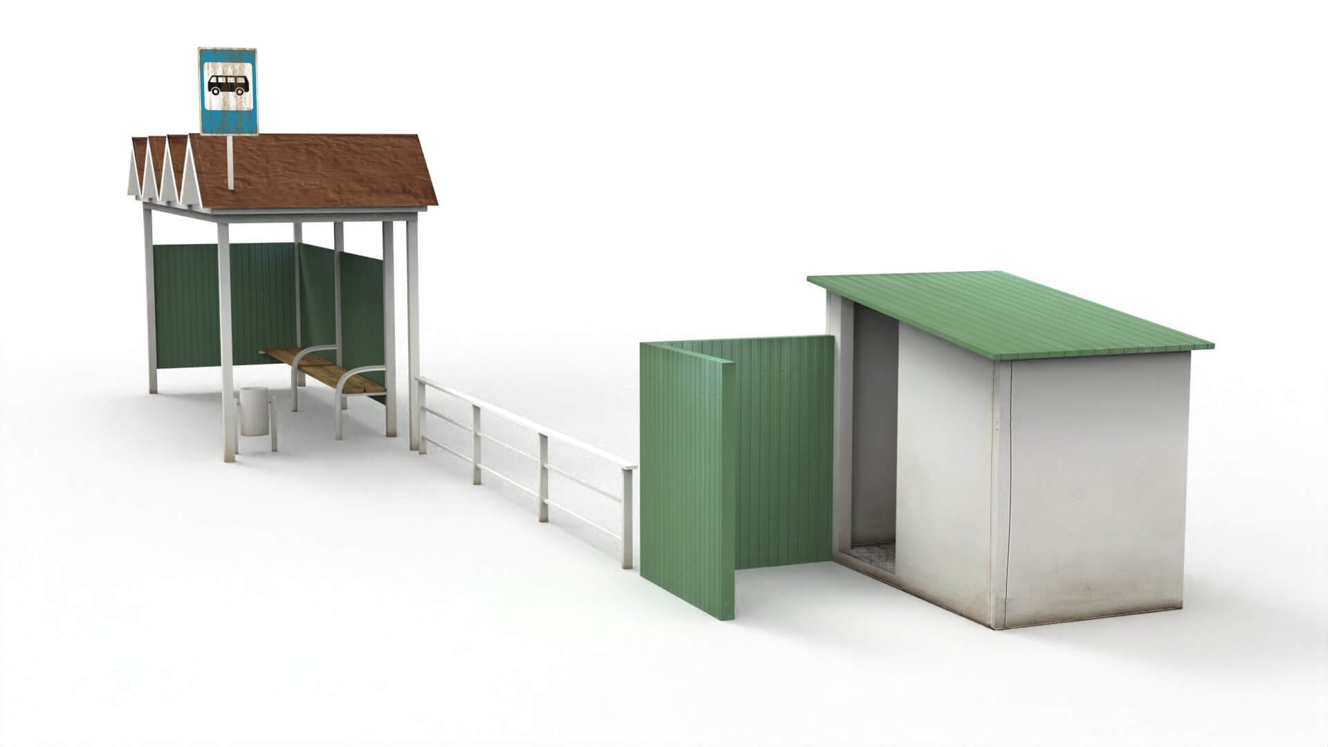 Roadside Bus Stop with Toilet - 3D Model by denlog