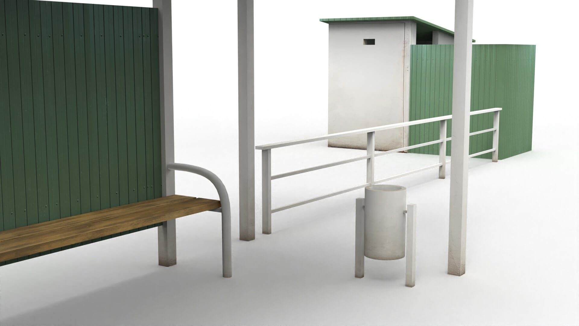 Roadside Bus Stop with Toilet - 3D Model by denlog