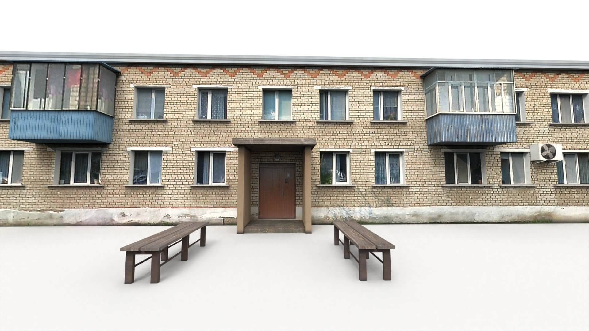 Soviet Residential Two-Story House 3D Model by denlog