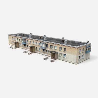 Soviet Residential Two-Story House 3D Model by denlog