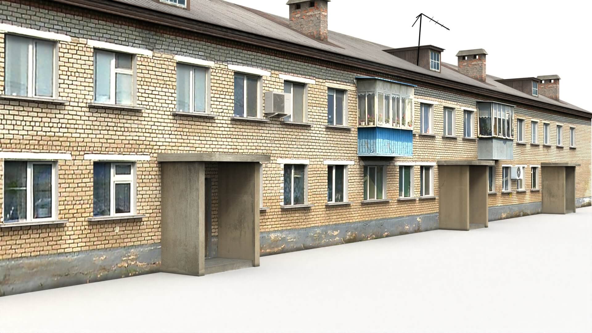 Soviet Residential Two-Story House 3D Model by denlog