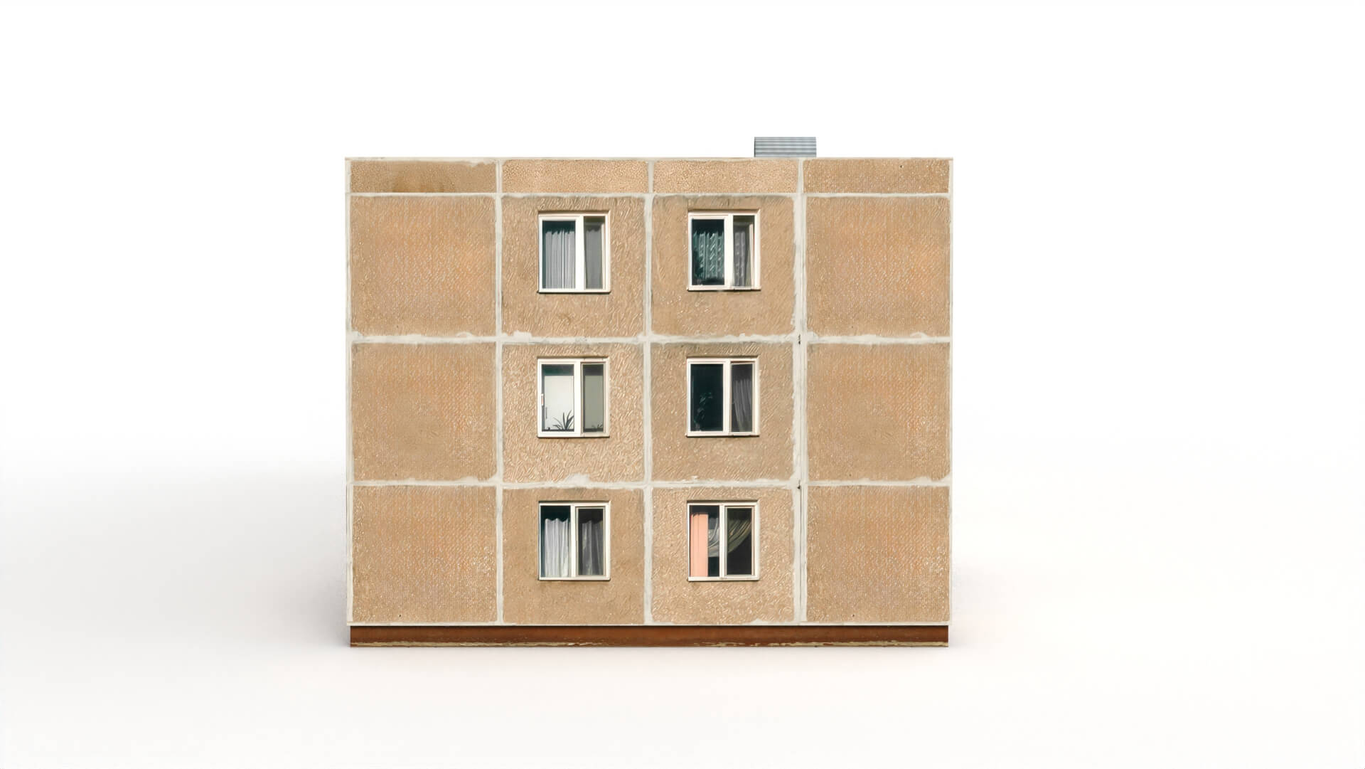 Three-Story Residential Building 3D Model by denlog