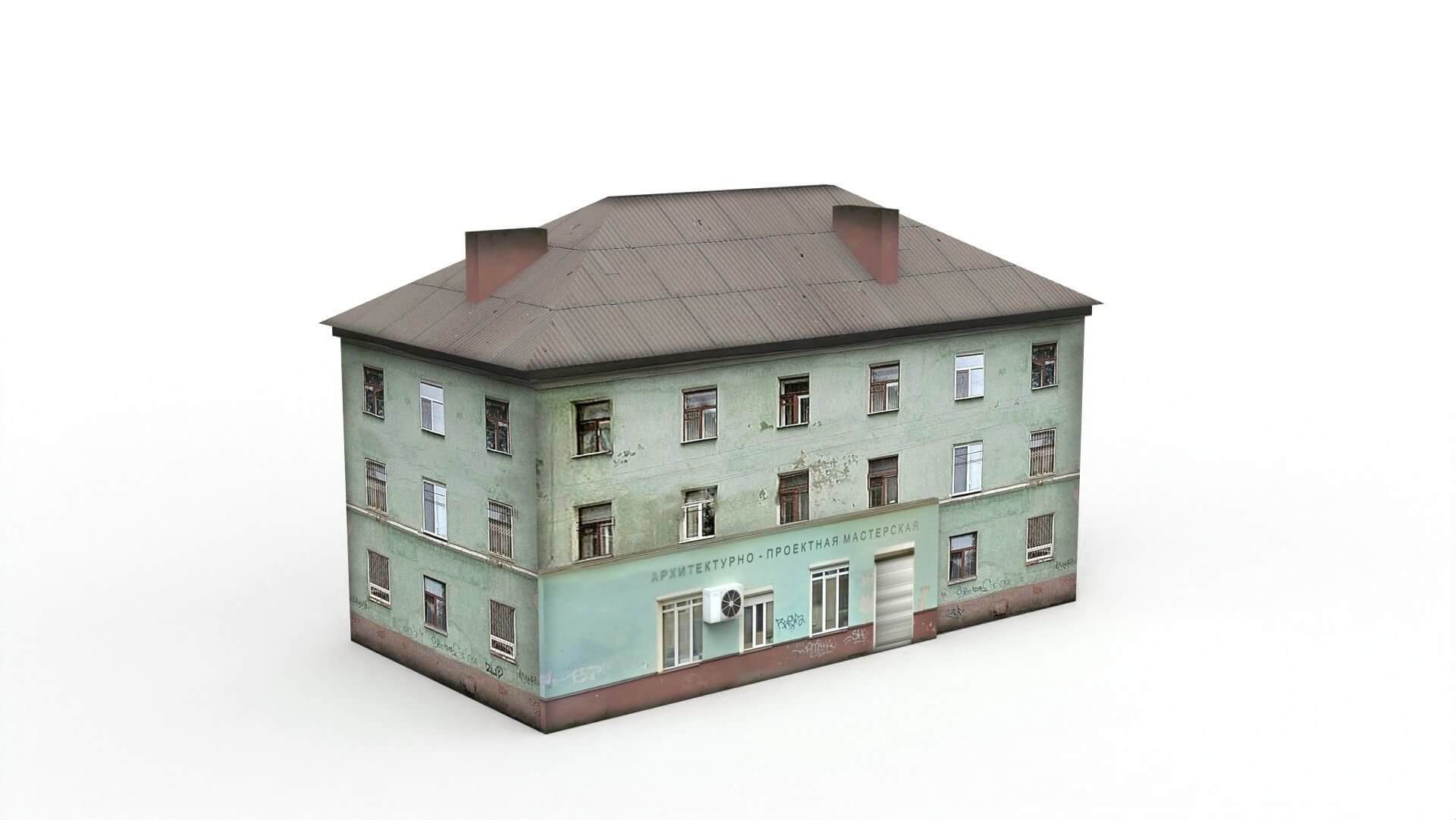 Three Story Residential Building - 3D Model by denlog